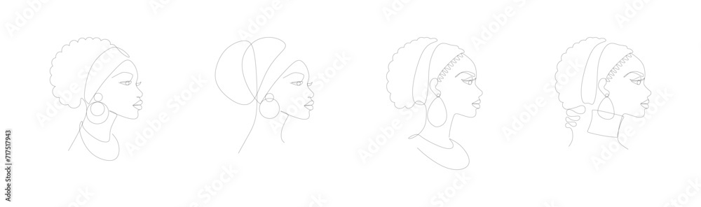 Cute African women in profile isolated on a white background. Black ...