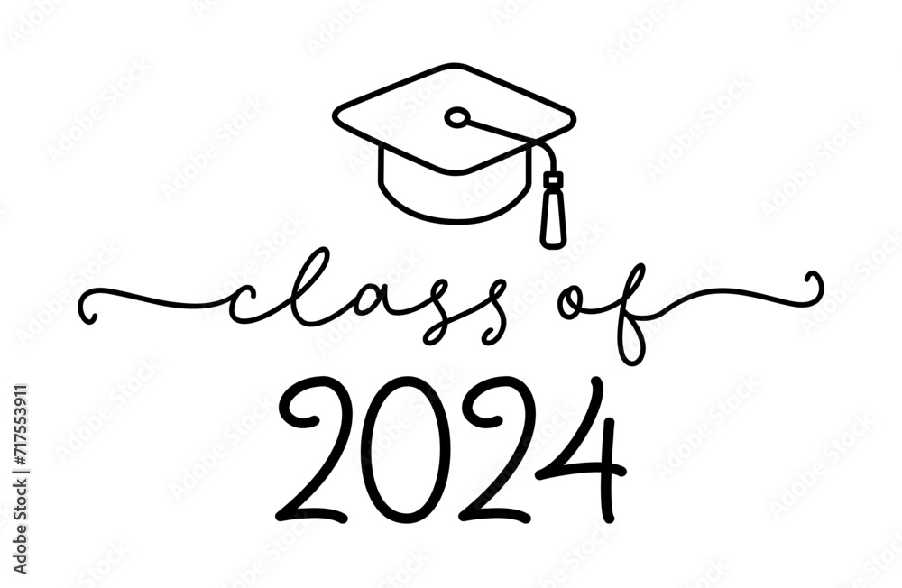 Class of 2024. Graduation logo with cap and diploma for high school ...