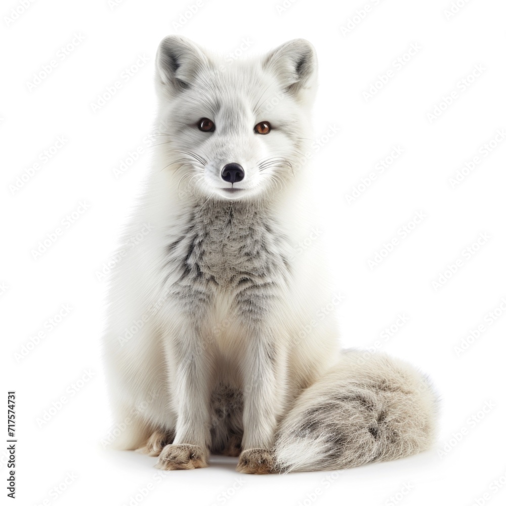 Arctic Fox in natural pose isolated on white background, photo ...