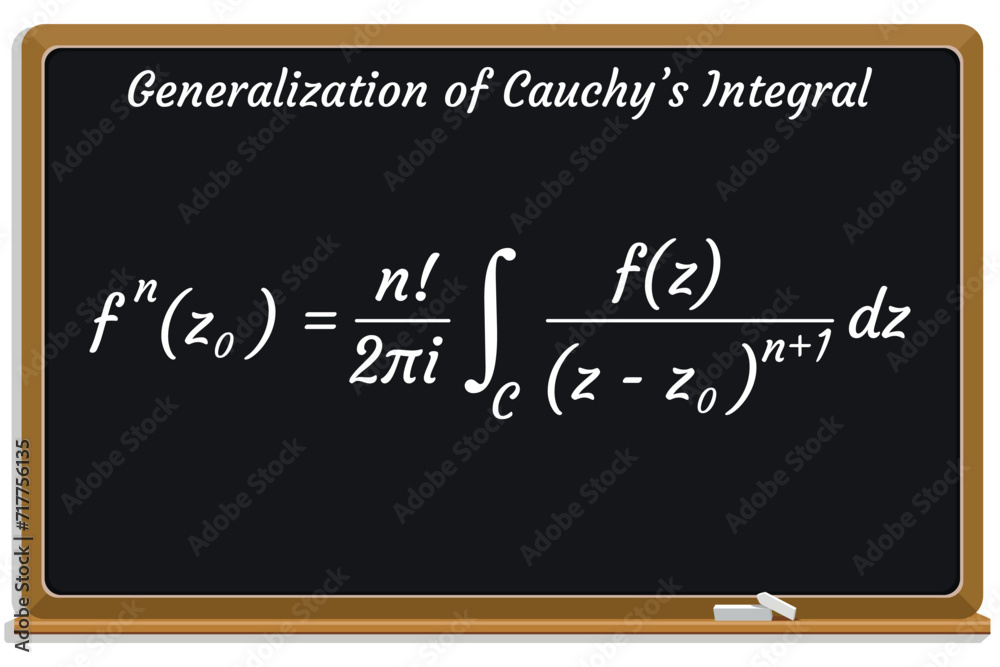 Generalization of Cauchy’s Integral Formula on a black chalkboard. Education. Science. Formula ...