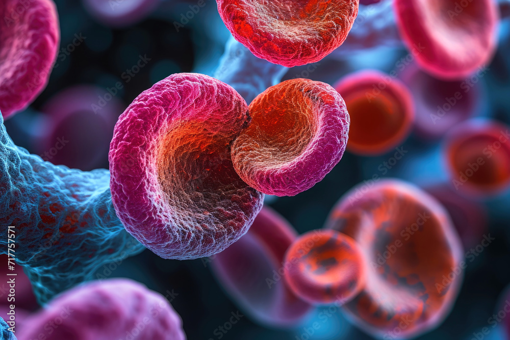 Electron microscopy of red blood cells erythrocytes, electron ...