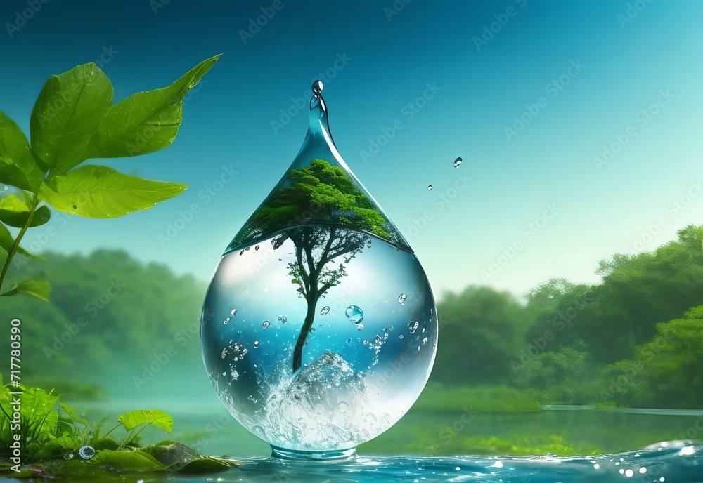 ecosystem water drop nature background for eart Stock Photo | Adobe Stock