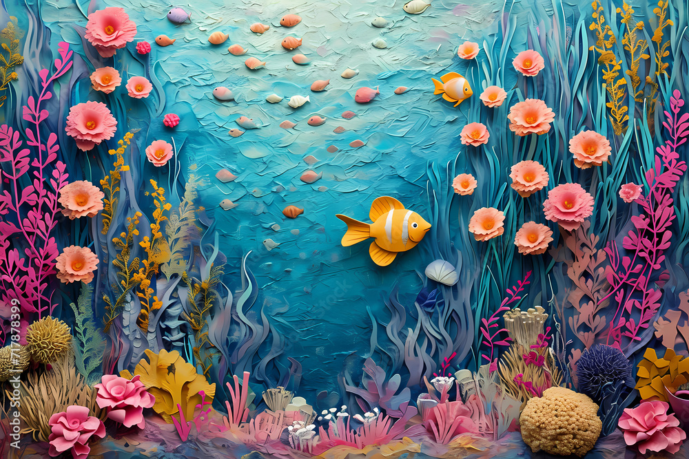 An underwater world comes to life with vibrant hues as a delicate paper ...