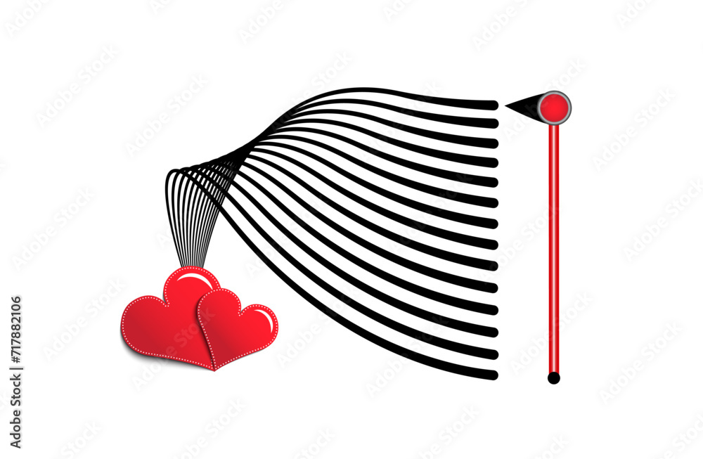 3d love level measurement vector illustration set with indicator, red ...