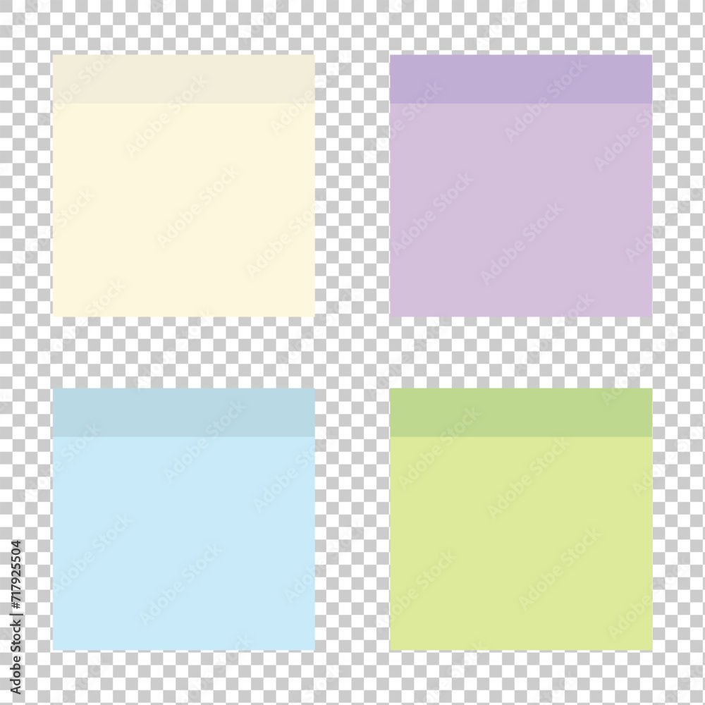 Multicolor post it notes isolated on transparent background. Colored ...