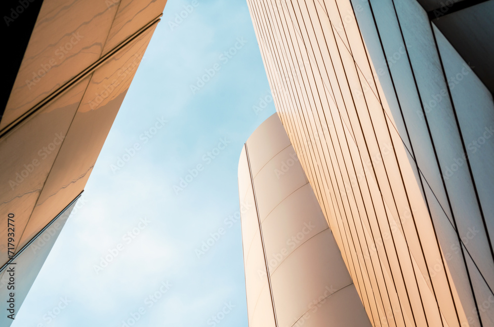 walls of a modern building against a blue sky Stock Photo | Adobe Stock