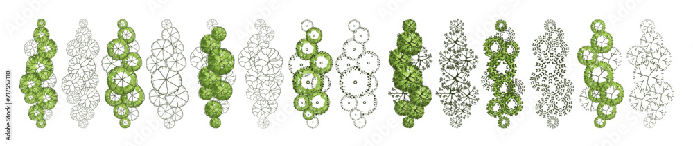 Group of trees for architectural floor plans. Entourage design. Various ...