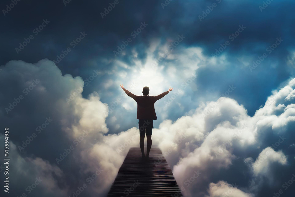 Soul leaving the body after death and ascends to heaven. Dark blurred ... Soul leaving the body after death and ascends to heaven. Dark blurred ...