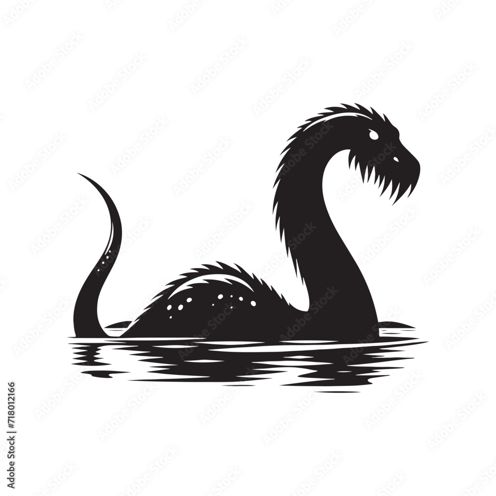 Submerged Enigma: Loch Ness Monster Silhouette Diving into the Depths ...