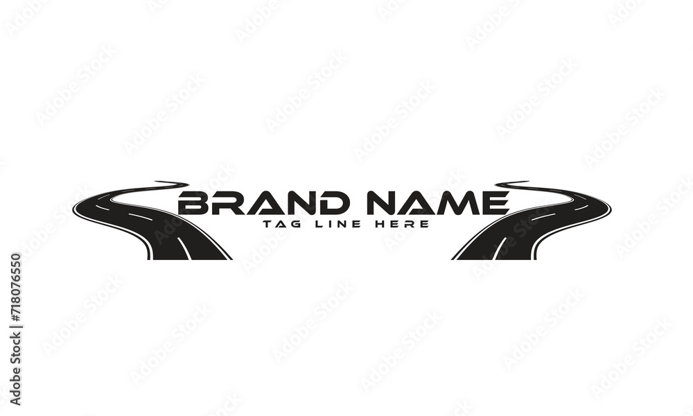 Curving tarred road or highway icon logo with center markings with ...
