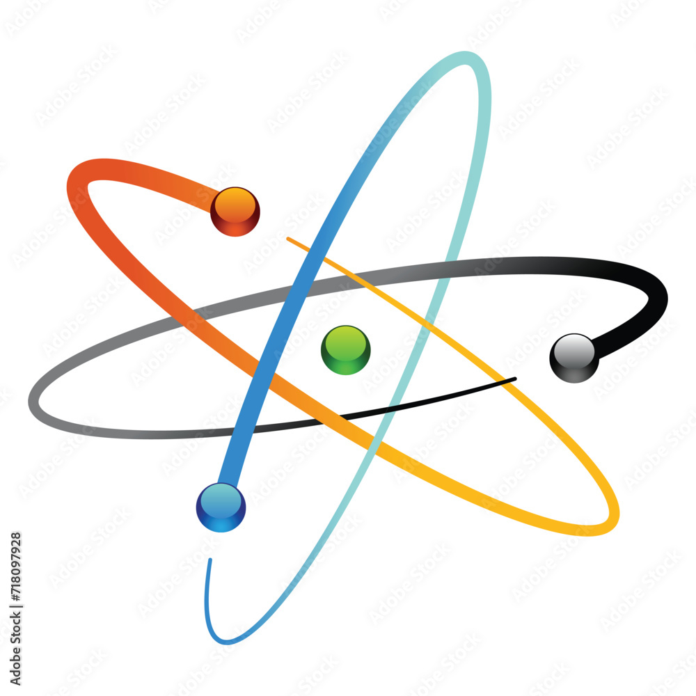 Atom symbols of nuclear energy icon. Scientific research and molecular ...