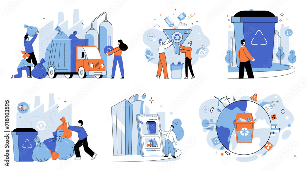 Waste management. Vector illustration. The waste management metaphor ...