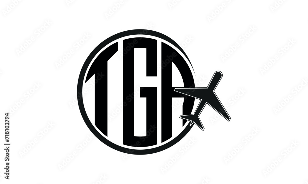 TGA three initial letter circle tour & travel agency logo design vector ...