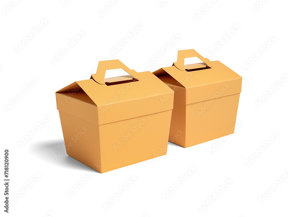 Food delivery box packaging isolated on transparent or white background ...