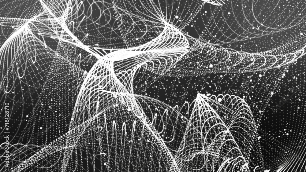 Black and white Abstract dots or particle backgrounds. 3D rendering of ...