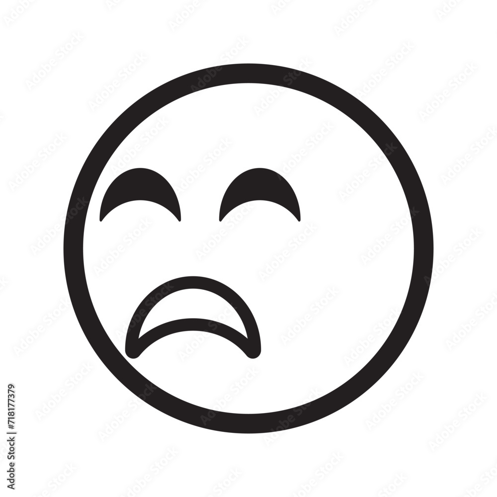 Sad face emoticons . Sad Face line emoji. emoji line art vector icons ...