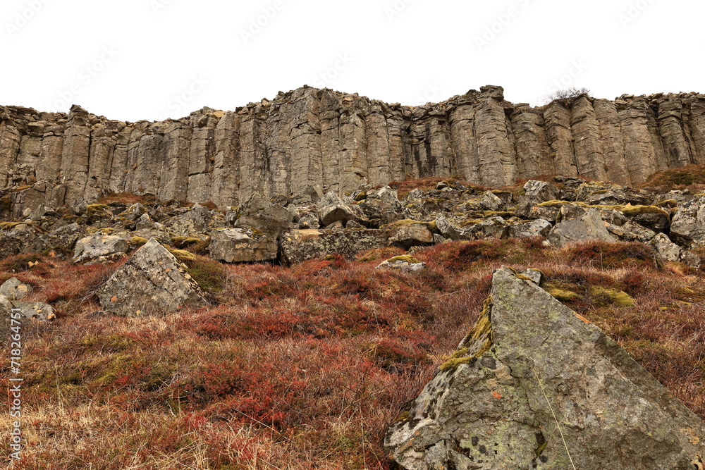 Gerðuberg is a cliff of dolerite, a coarse-grained basalt rock, located ...