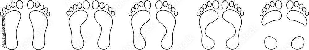 Human footprints icon set. Foot imprint, footsteps line black vector ...