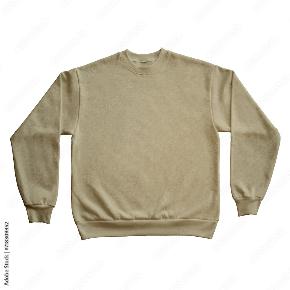 Blank Long Sleeve Sweatshirt Color Sand Front View Template Mockup on ...