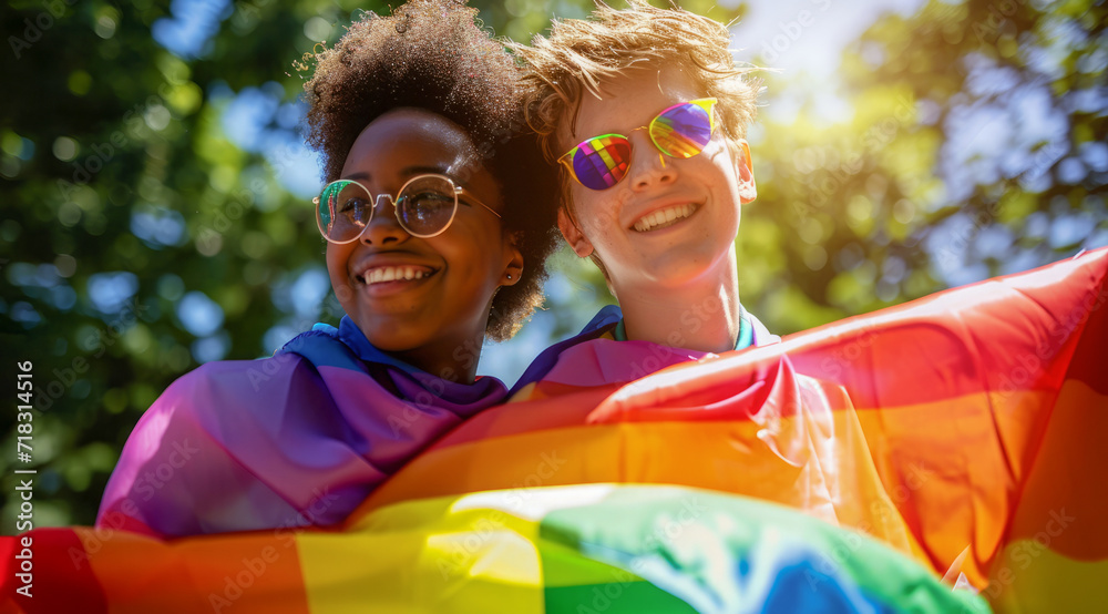 LGBTQ parade and LGBTQ2S diverse young gay people fighting for equality ...