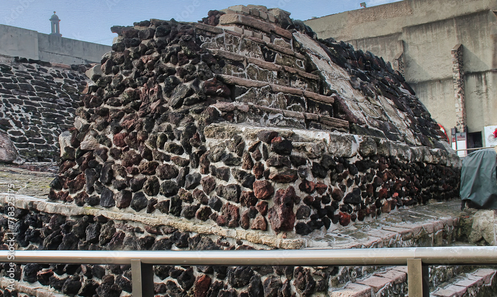 The ruins of the Great Pyramid (or Templo Mayor) the main temple of ...