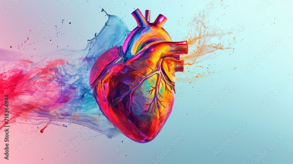 Colorful human heart. Hand drawn raster illustration for your realistic ...