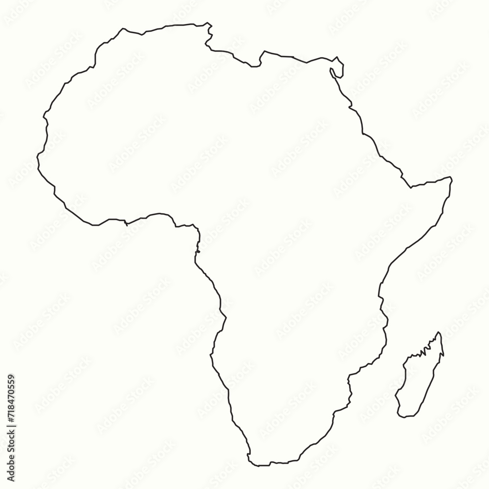 africa map vector. african border. continent. Africa map outline ...