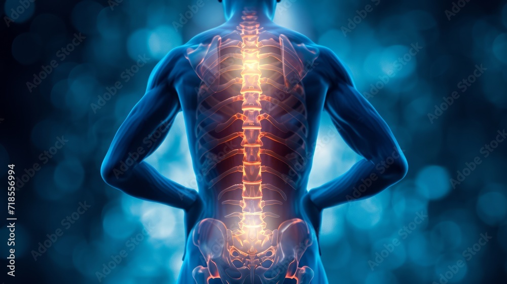 Back Pain, Backache, Human Spine X-ray Anatomy, Emphasizing the Spine ...