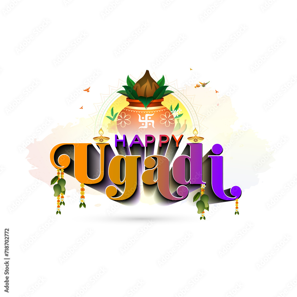 Happy Ugadi or Ugadi festival background. Indian traditional festival ...