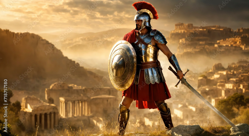 Roman male legionary (legionaries) wear helmet with crest, gladius ...