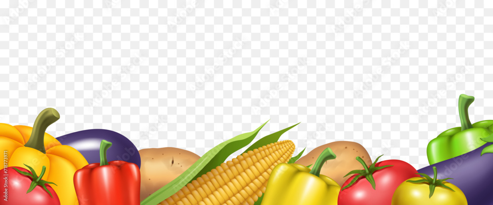 Frame border of vegetables. Set of vegetables on a transparent ...