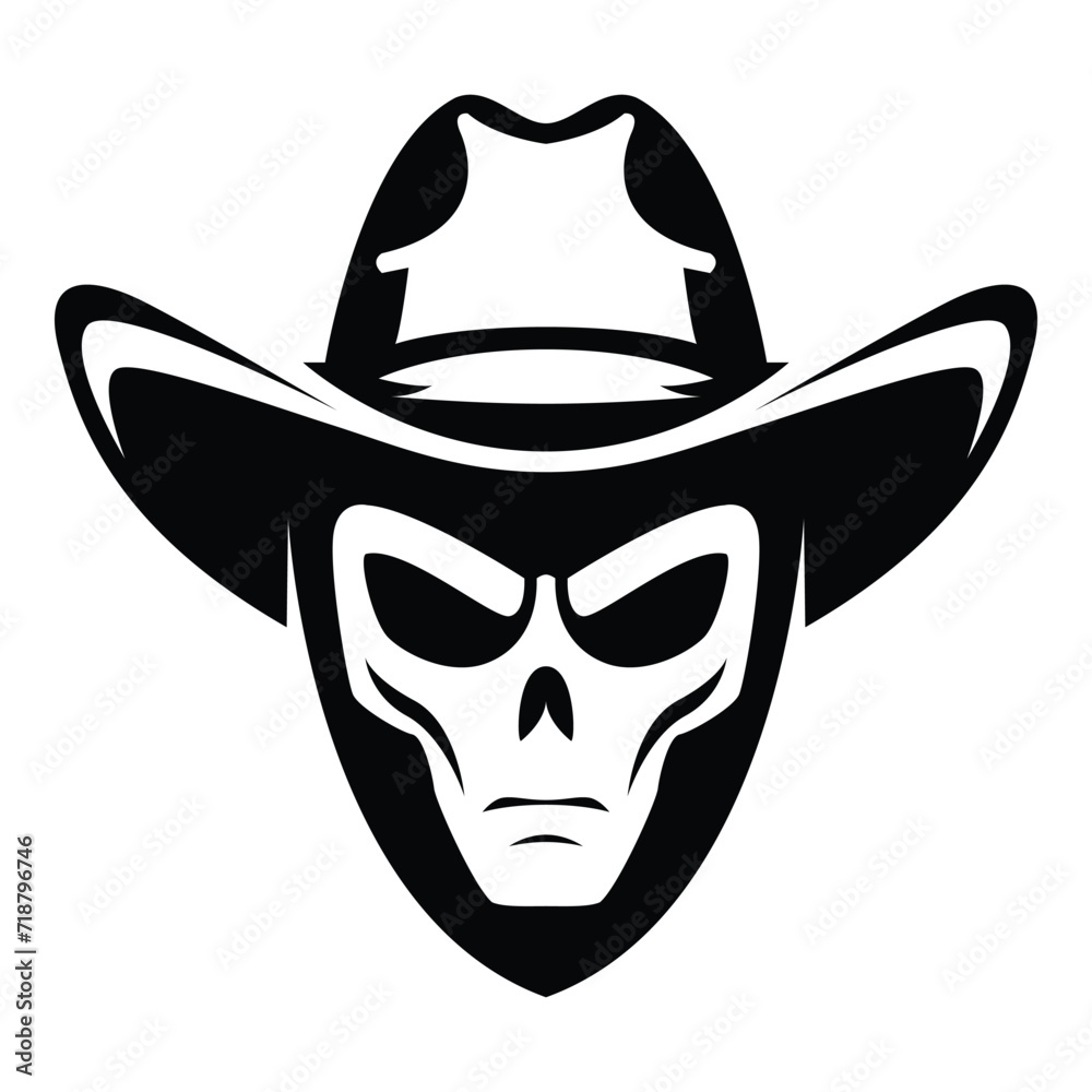 alien wearing cowboy hat iconic logo vector illustration. Stock Vector ...