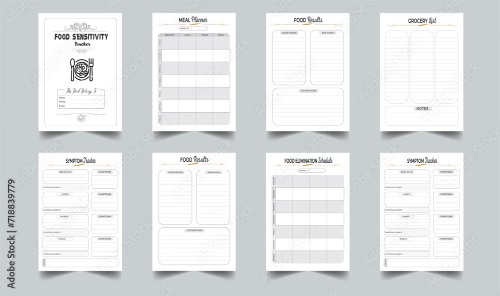 Food Sensitivity Tracker. Daily Gratitude Monthly & Yearly Undated ...