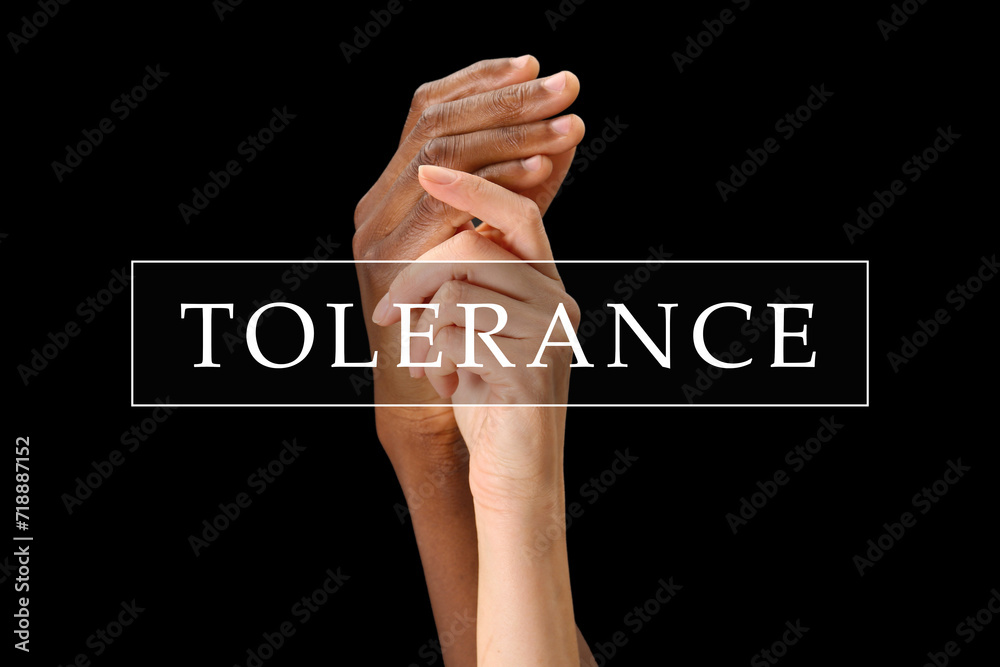 Tolerance, support and cooperation concept. Woman and man of different ...