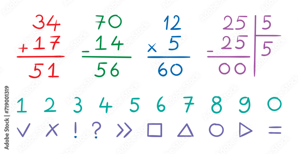 examples of addition, subtraction, multiplication, division. math ...