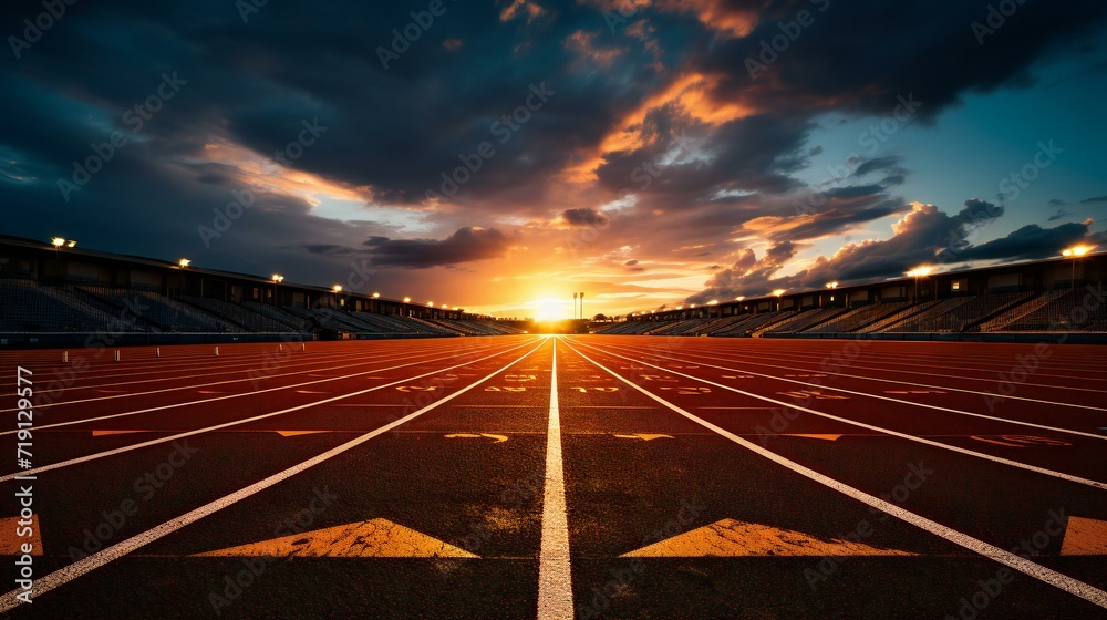 Athletic Race: Running track perspective with a focus on speed and ...