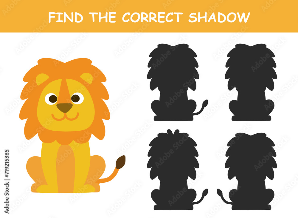 Shadow matching game for kids. Find the correct shadow. Educational ...