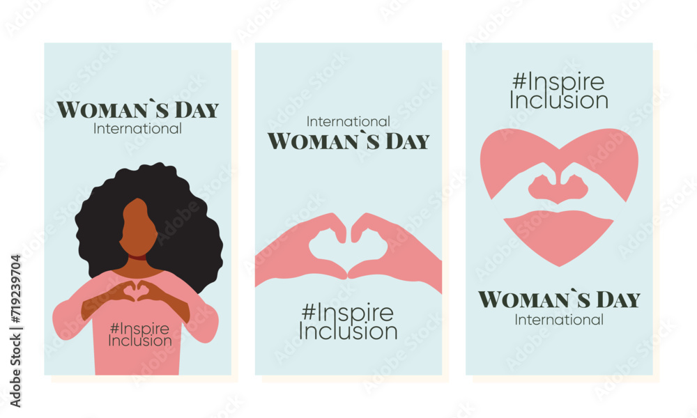 Inspire Inclusion 2024 vertical card. International Women s Day Inspire Inclusion slogan Stock ...