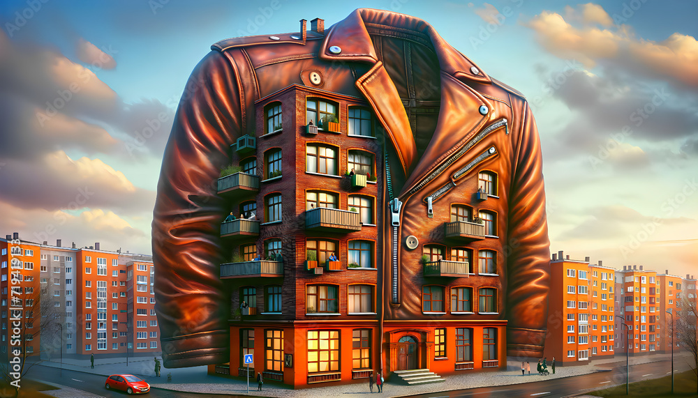 Photo Stock An absurd brick apartment building shaped like an enormous ...