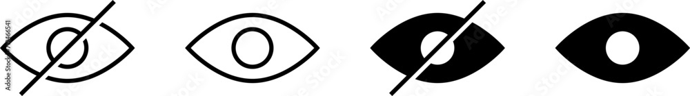 Visible and not visible icon. See and hide or dont see line and solid ...