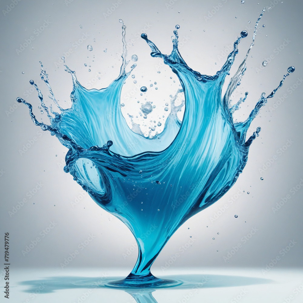 Round Blue Water Splash in 3D Render: Transparent Background Isolated ...