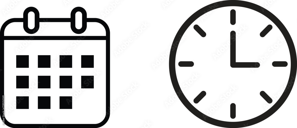 Date and time icons isolated on white background . Vector illustration ...