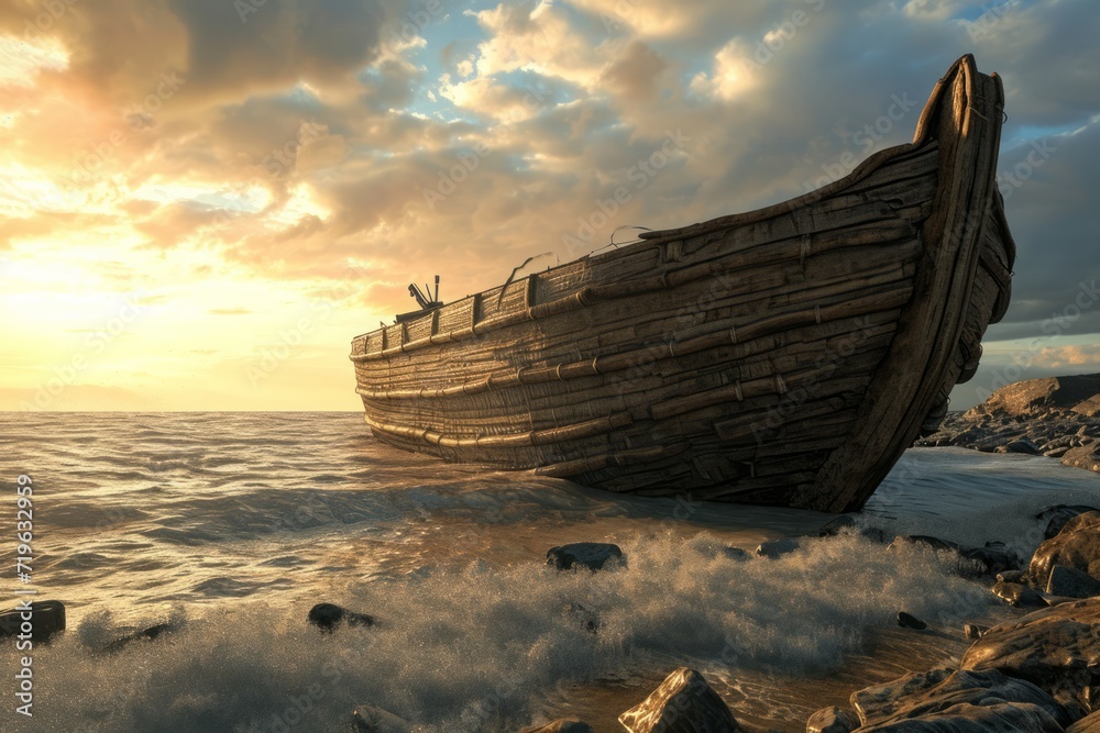 Noah’s Ark, the vessel from the Genesis flood narrative by which God saves Noah Stock Photo ...