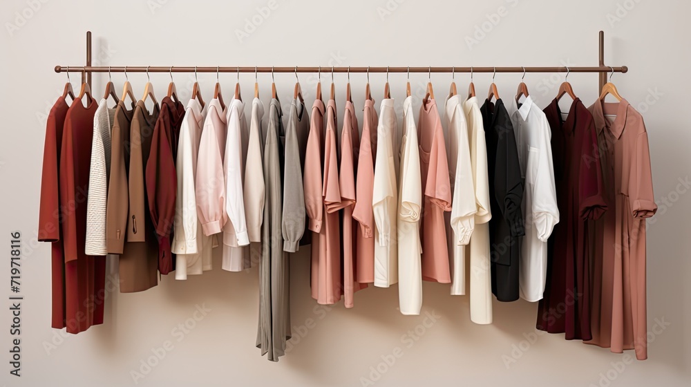 stylish clothes on a hanger in an organized and visually appealing way ...