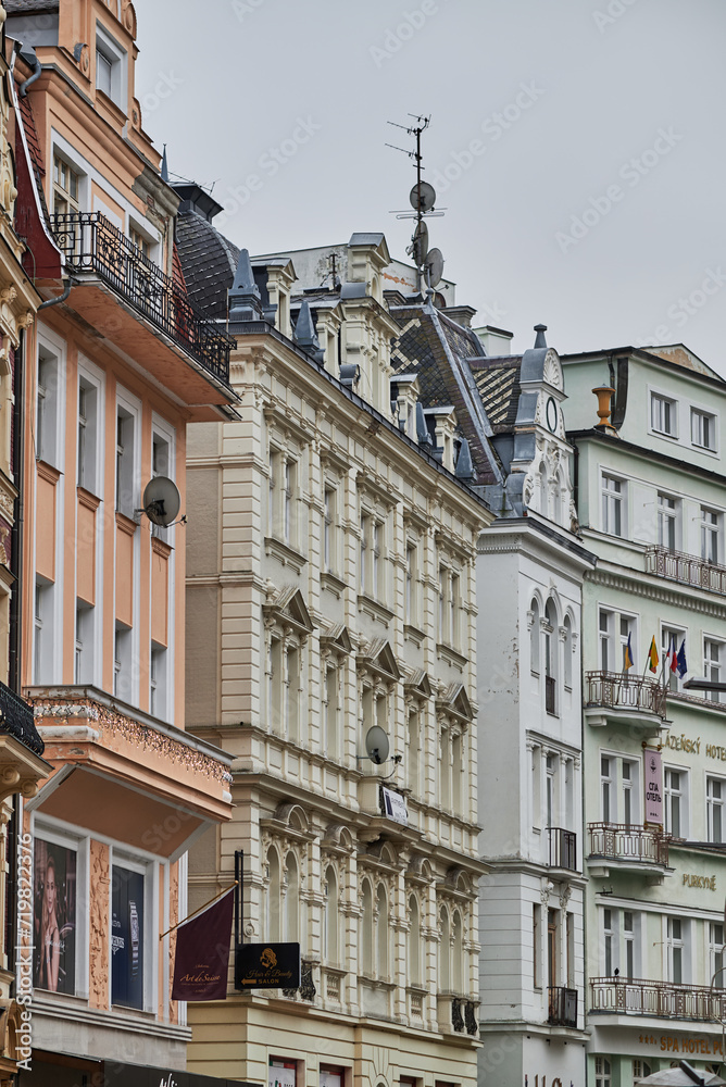 Karlovy Vary Karlsbad old historic spa town with hot springs in Bohemia ...