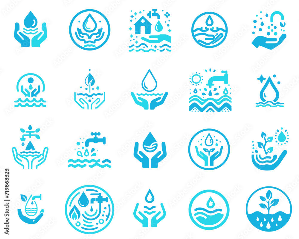 Water Icon and Pictogram Vector Set Stock Vector | Adobe Stock