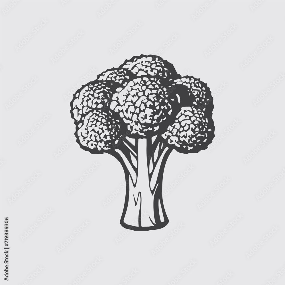 Cartoon Broccoli Black Line White Background Stock Vector kids Coloring ...