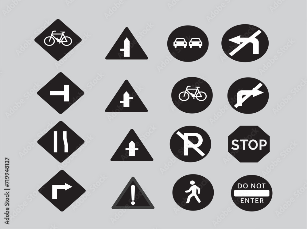 Traffic signs collection. Signs of danger, mandatory, obligations and ...
