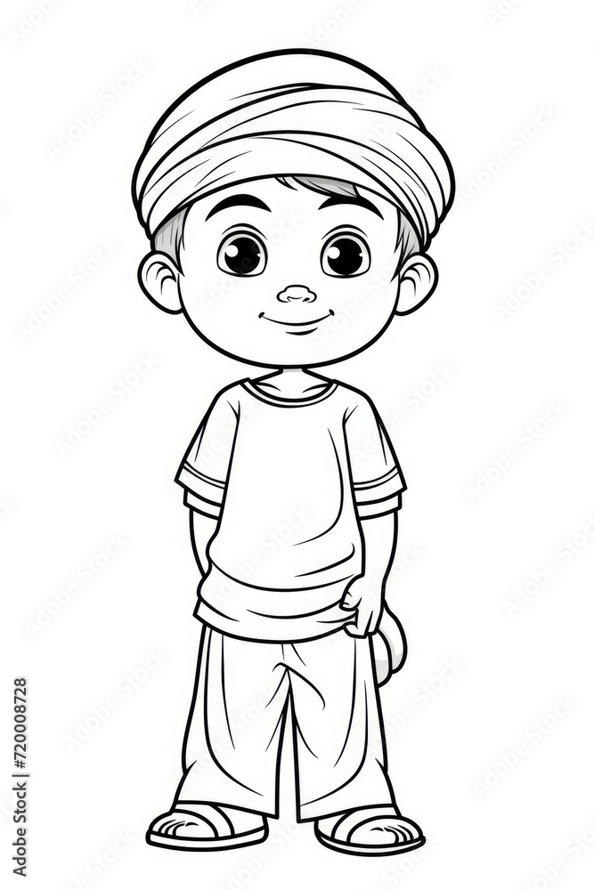 Ilustración de Stock Ramadan muslim boy praying coloring page for kids ...
