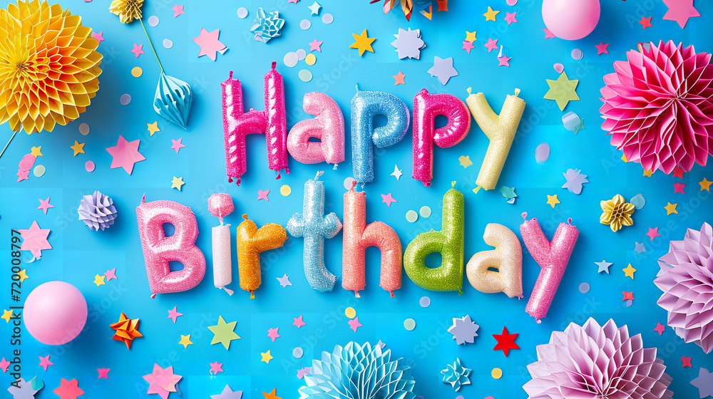 words "Happy Birthday", bright festive colors Stock Illustration ...